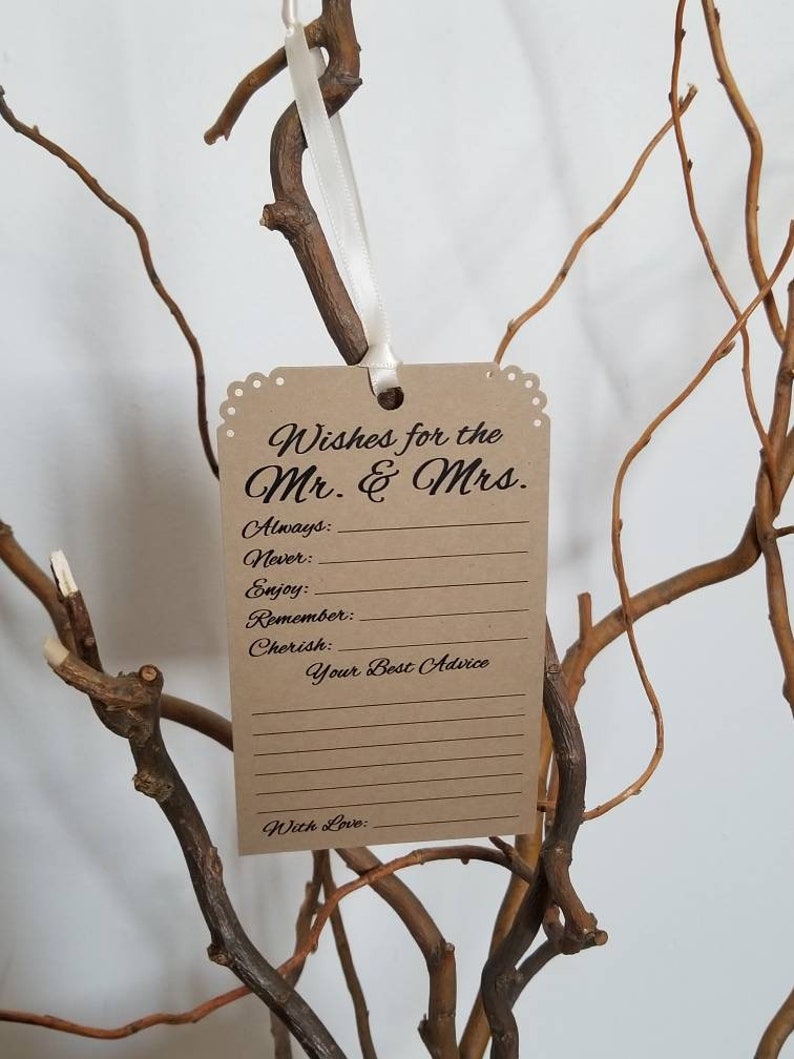 Set of 12 Bridal Shower or Wedding Wishing Tree Tags / Advice Tags ...