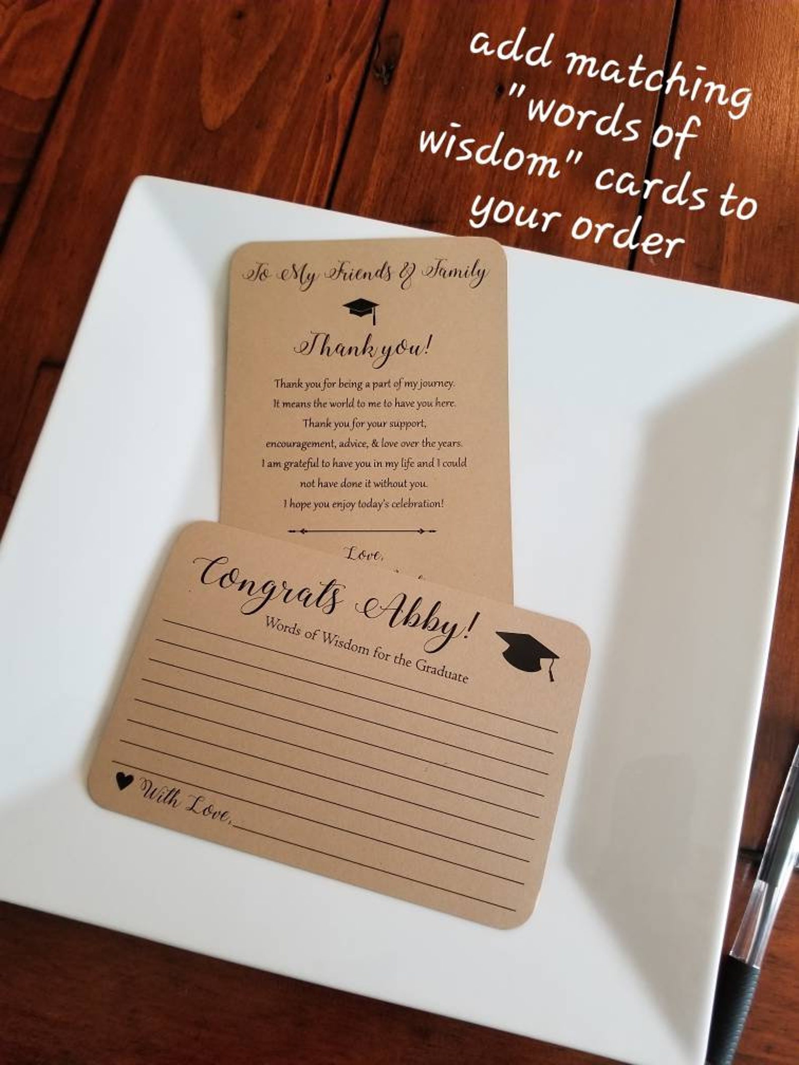 12 Handmade Graduation Thank You Place Setting Cards / | Etsy