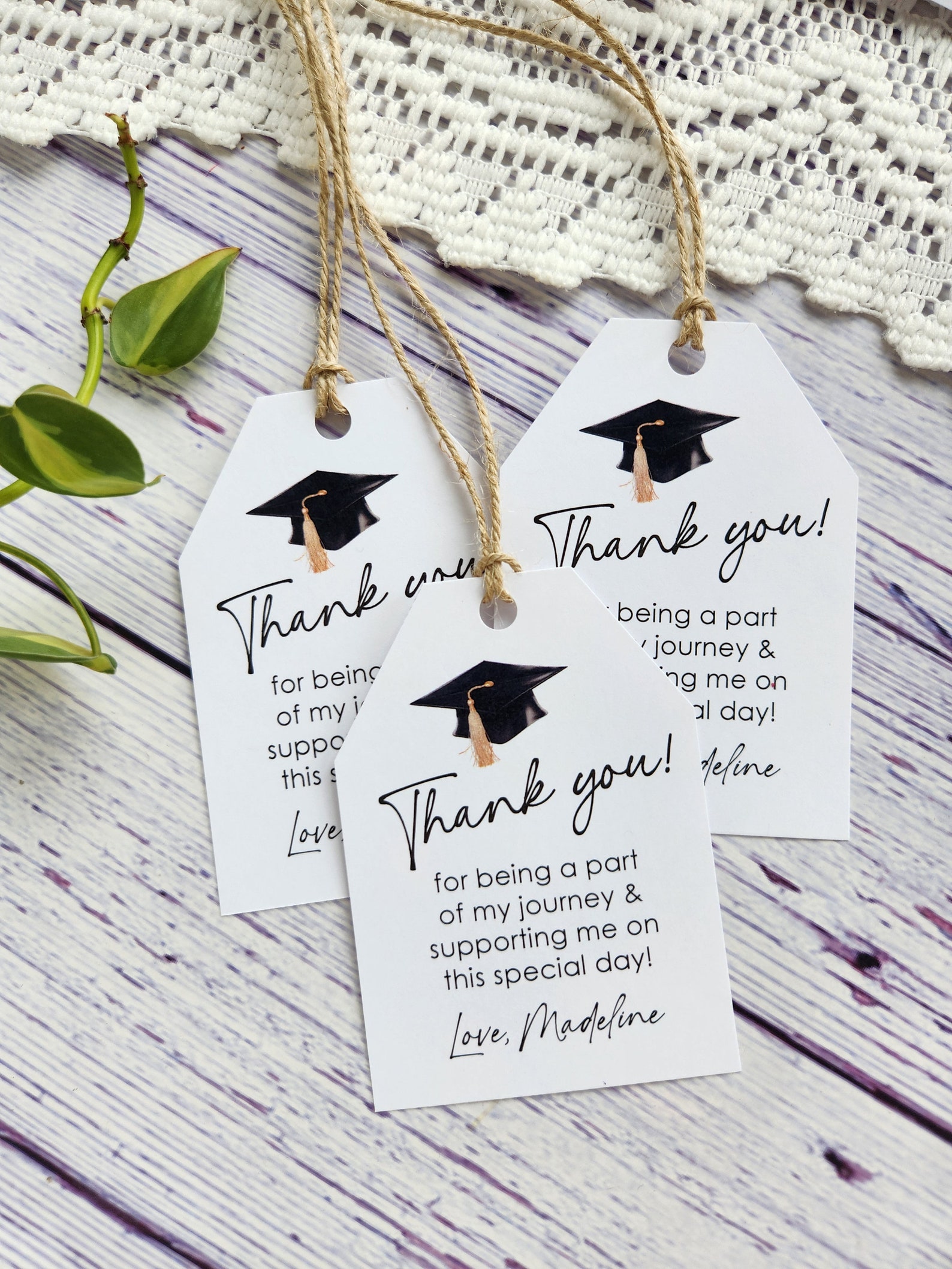 Set of 12 Handmade Graduation Thank You Favor Tags Graduation Favors ...