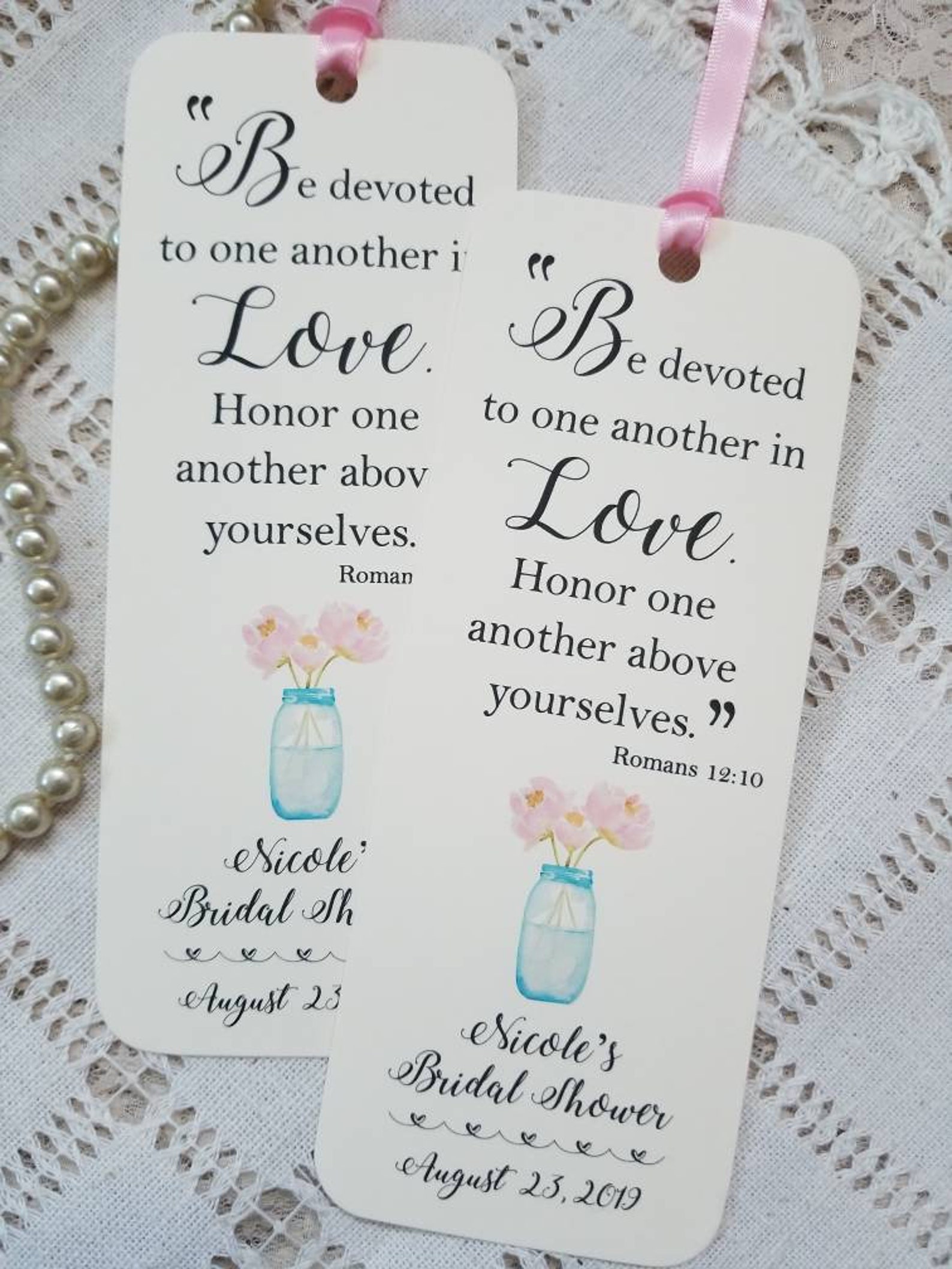 Set of 8 Handmade Personalized Bridal Shower Bookmark Favors | Etsy