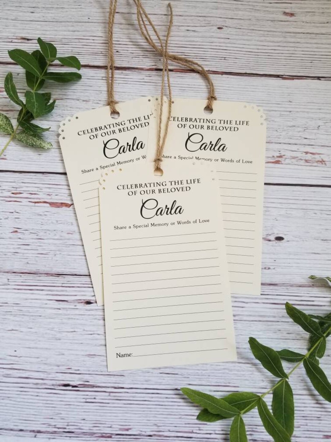 Set of 12 Handmade Share a Memory Tree Tags for Memorial - Celebration ...