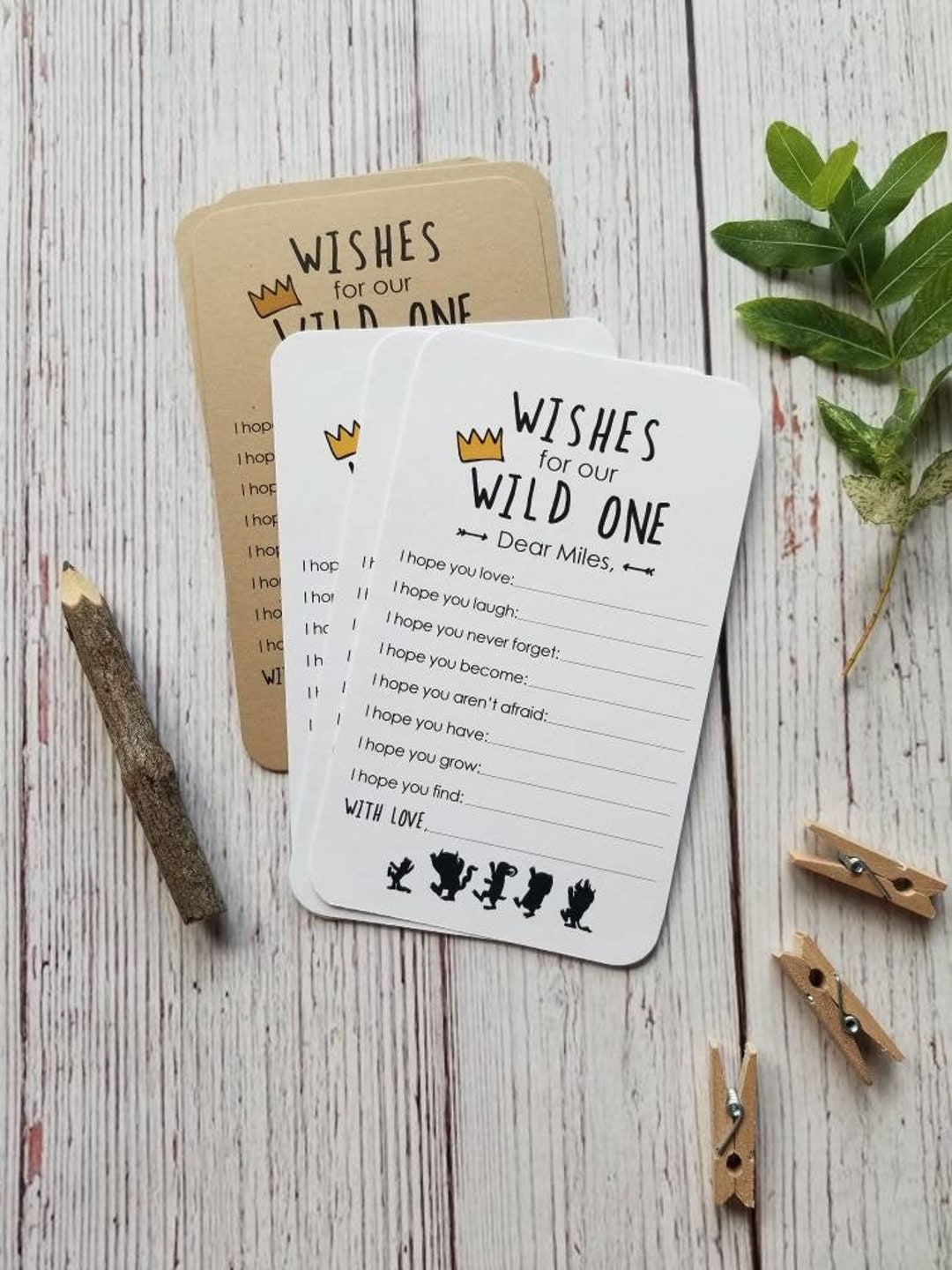 Set of 12 Handmade Wishes for Baby Cards - Wild One Birthday Party ...