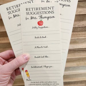Set of 12 Handmade Retirement Suggestion Cards for Teacher - Hobby ...