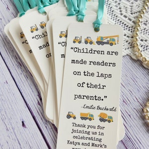 Set of 8 Handmade Construction Truck Theme Bookmark Favors - Children ...