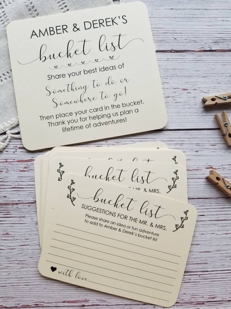 Handmade Couples Bucket List Cards for Wedding or Bridal - Etsy