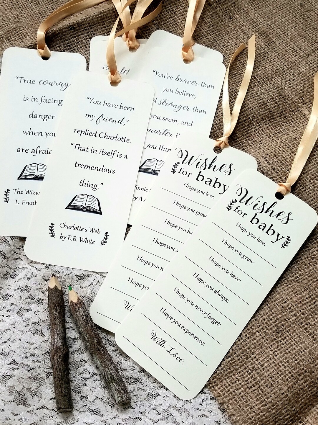 Set of 8 Wishes for Baby Bookmarks With Children Book Quotes on ...