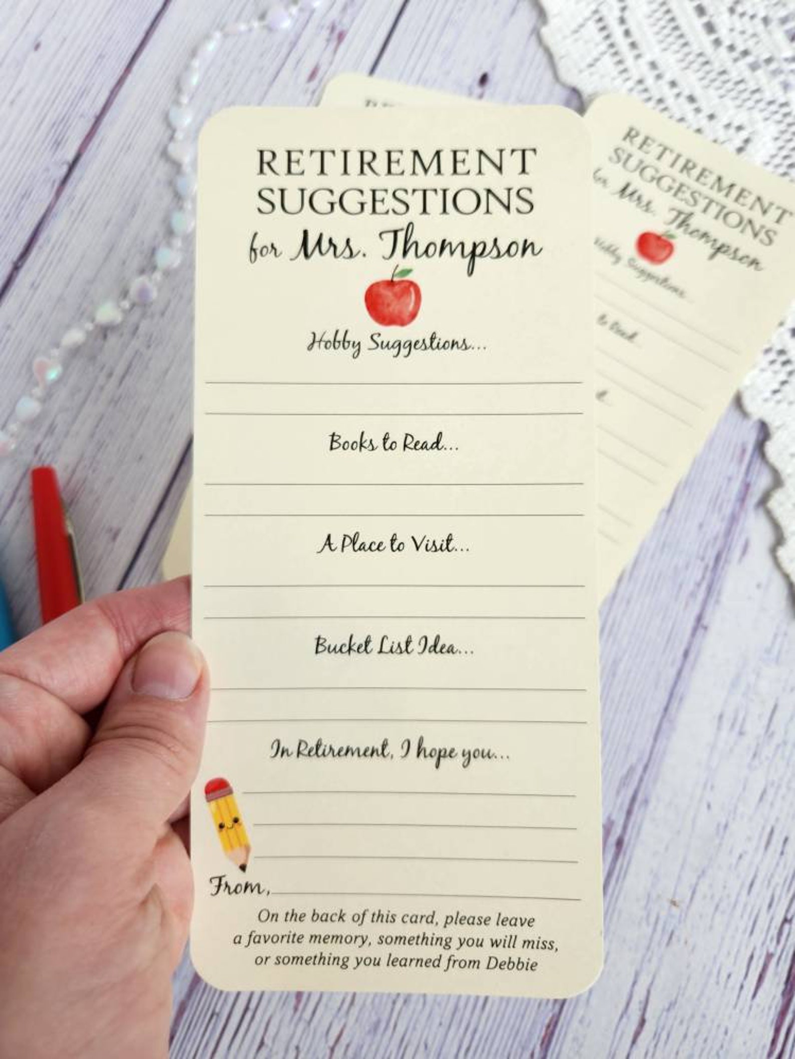 Set of 12 Handmade Retirement Suggestion Cards for Teacher - Etsy