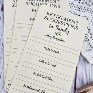 Set of 12 Handmade Retirement Suggestion Cards - Hobby Ideas - Bucket ...