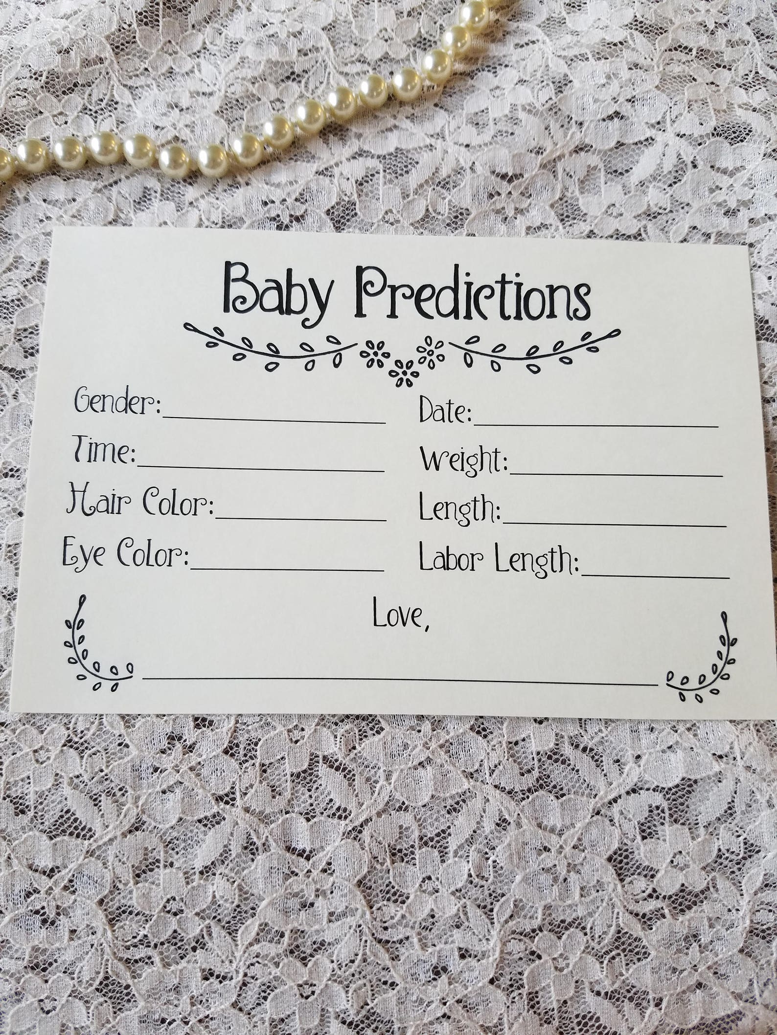 12 Baby Prediction Cards / Guess the Baby Stats Cards / Kraft Card ...