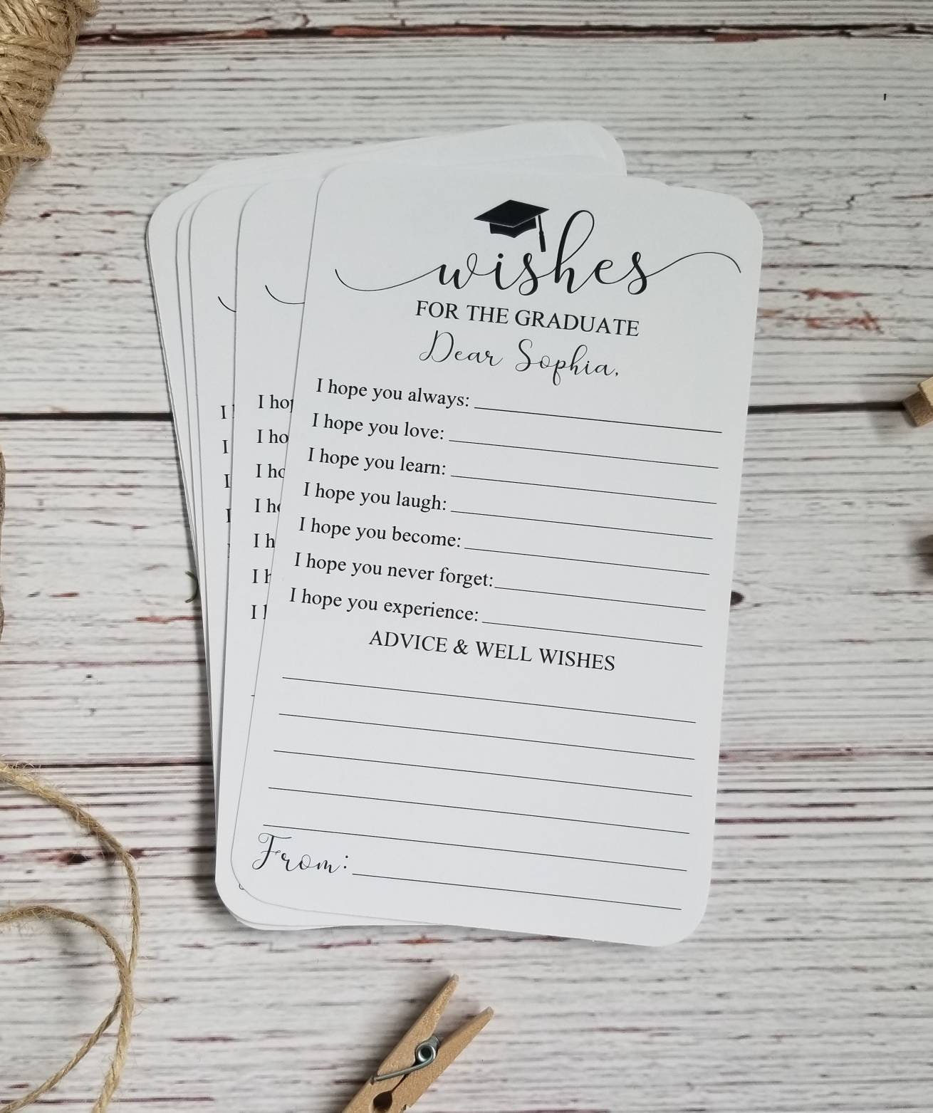 Set of 12 Graduation Wishes Cards Advice Cards for | Etsy