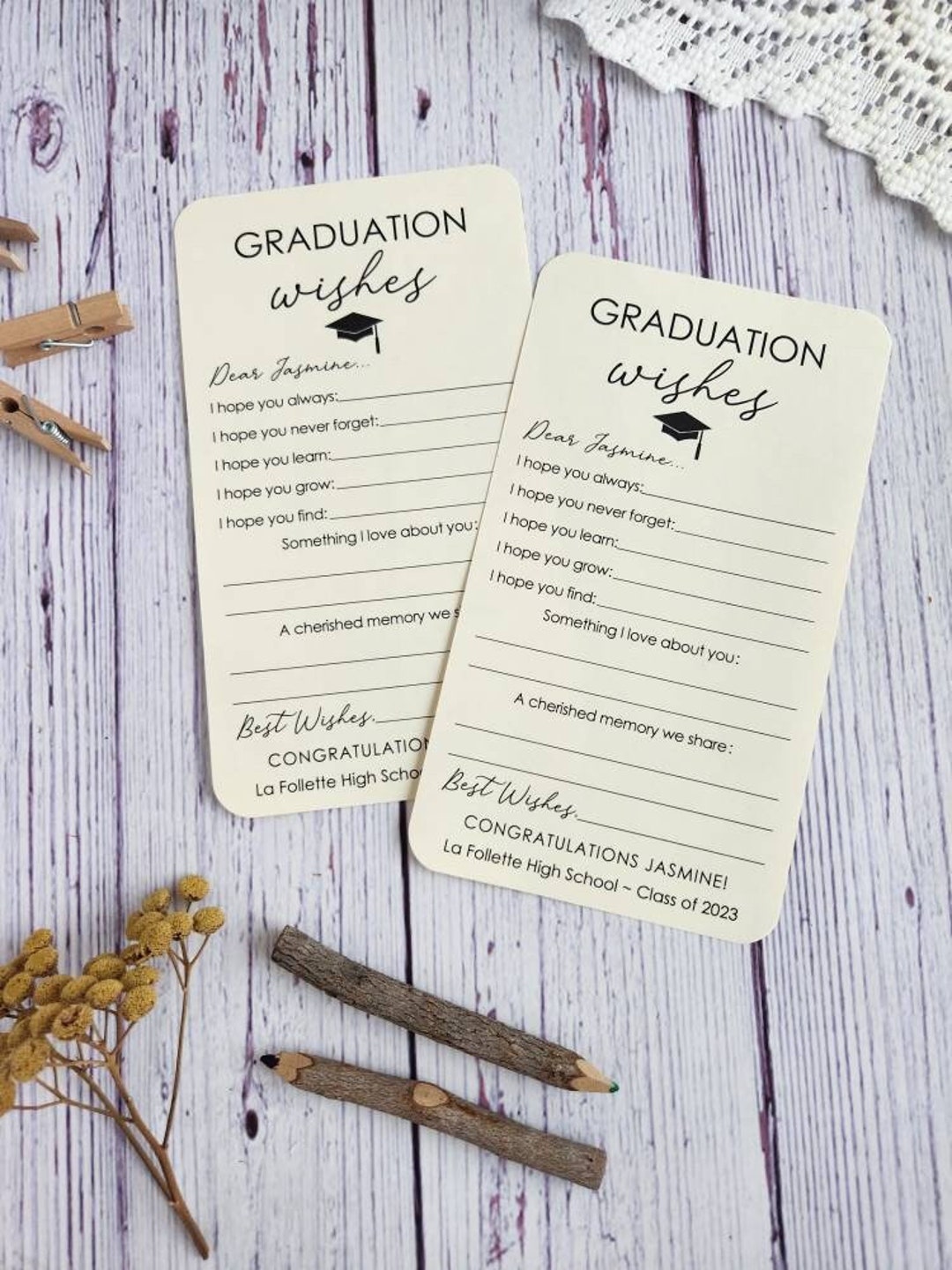 Set of 12 Handmade Graduation Wishes Cards - Advice Cards for ...