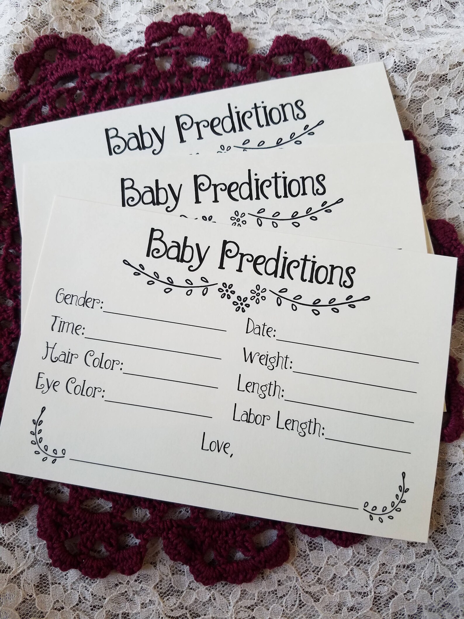 12 Baby Prediction Cards / Guess the Baby Stats Cards / Kraft Card ...