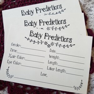 12 Baby Prediction Cards / Guess the Baby Stats Cards / Kraft Card ...