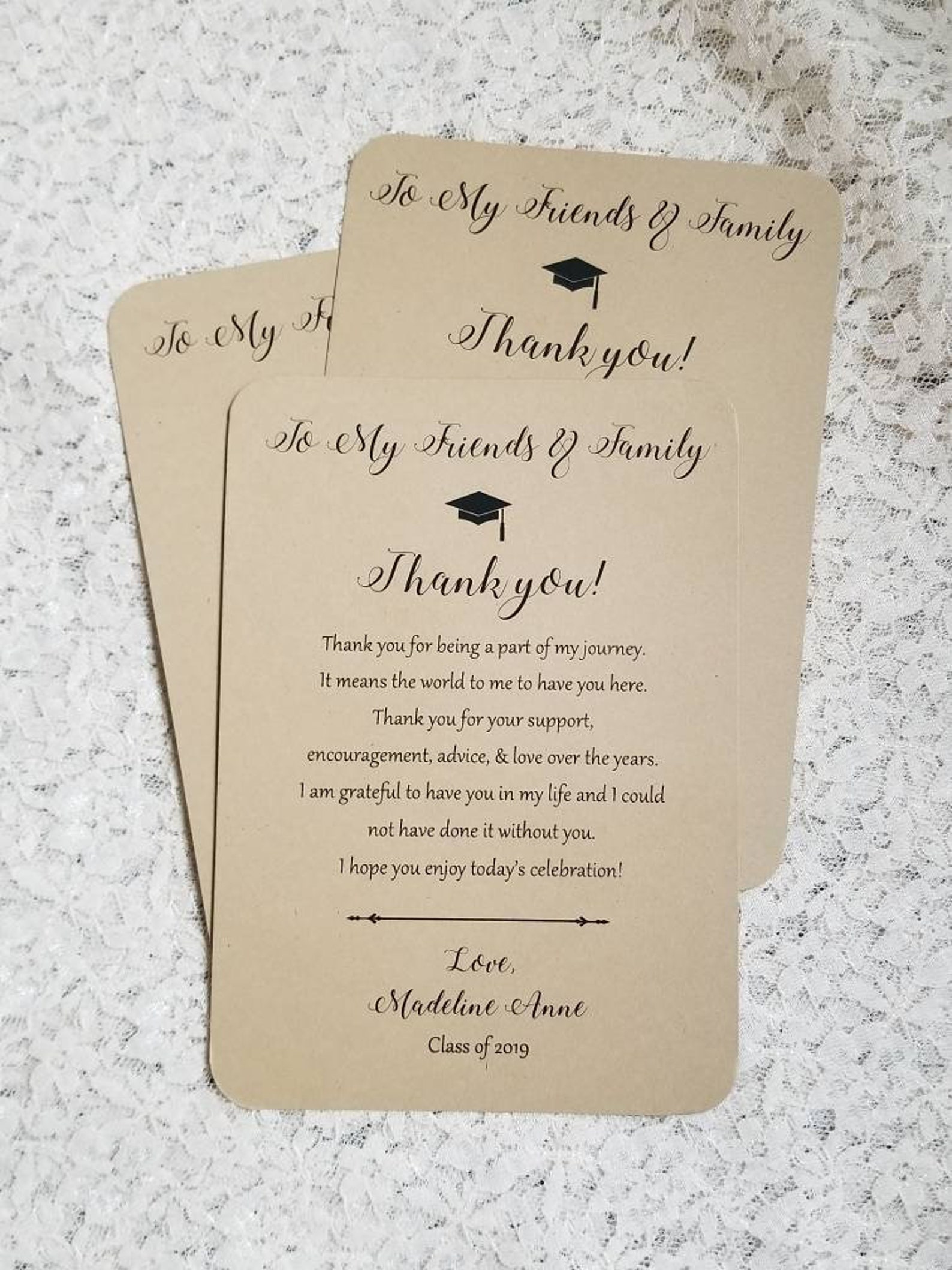 12 Handmade Graduation Thank You Place Setting Cards / | Etsy