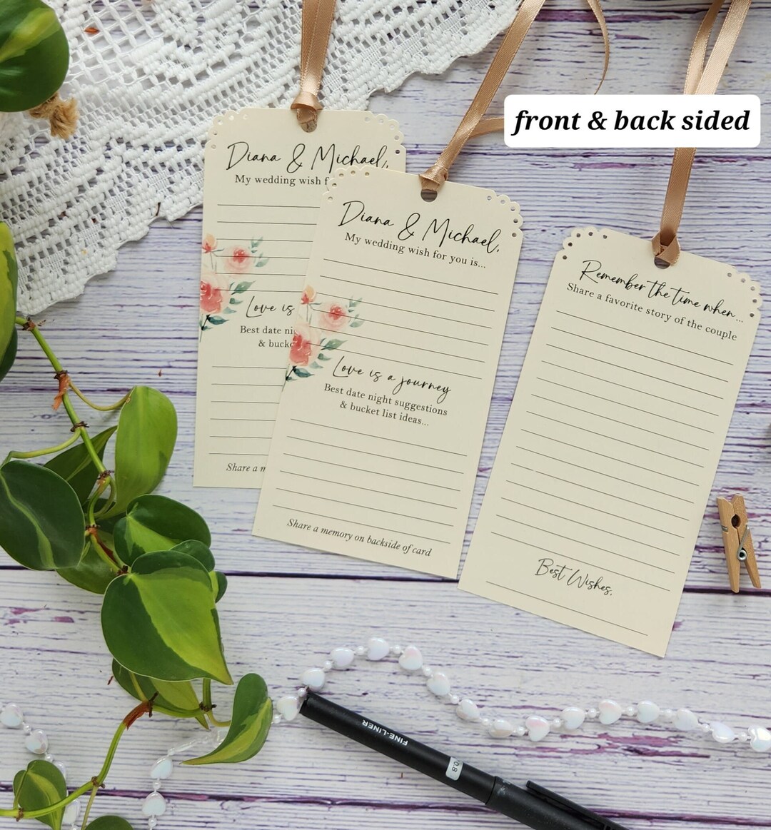 Set of 12 Bridal Shower Wedding Wishing Tree Tags / HANDMADE / Advice ...