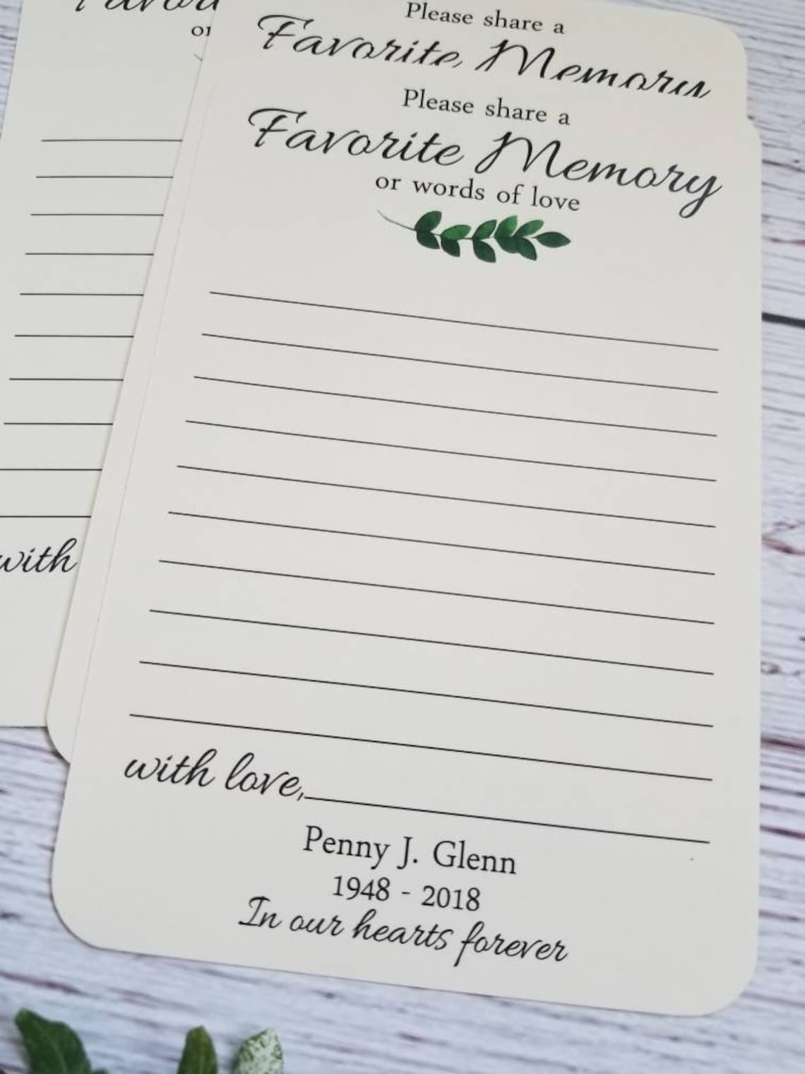 Handmade Memorial Share a Memory Cards Memorial Cards - Etsy