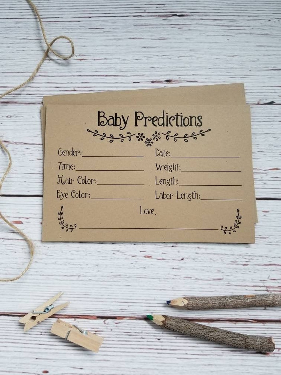 12 Baby Prediction Cards / Guess the Baby Stats Cards / Kraft Card ...