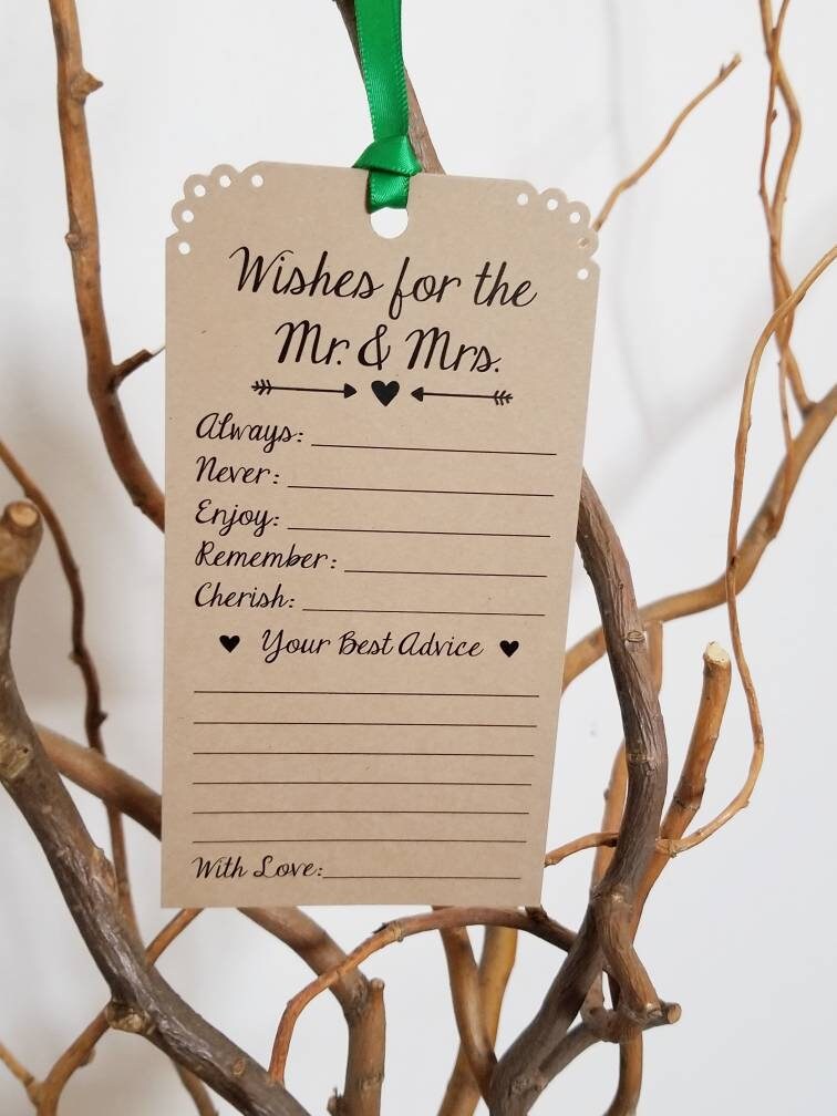 Set of 12 Bridal Shower or Wedding Wishing Tree Tags / Advice Tags ...