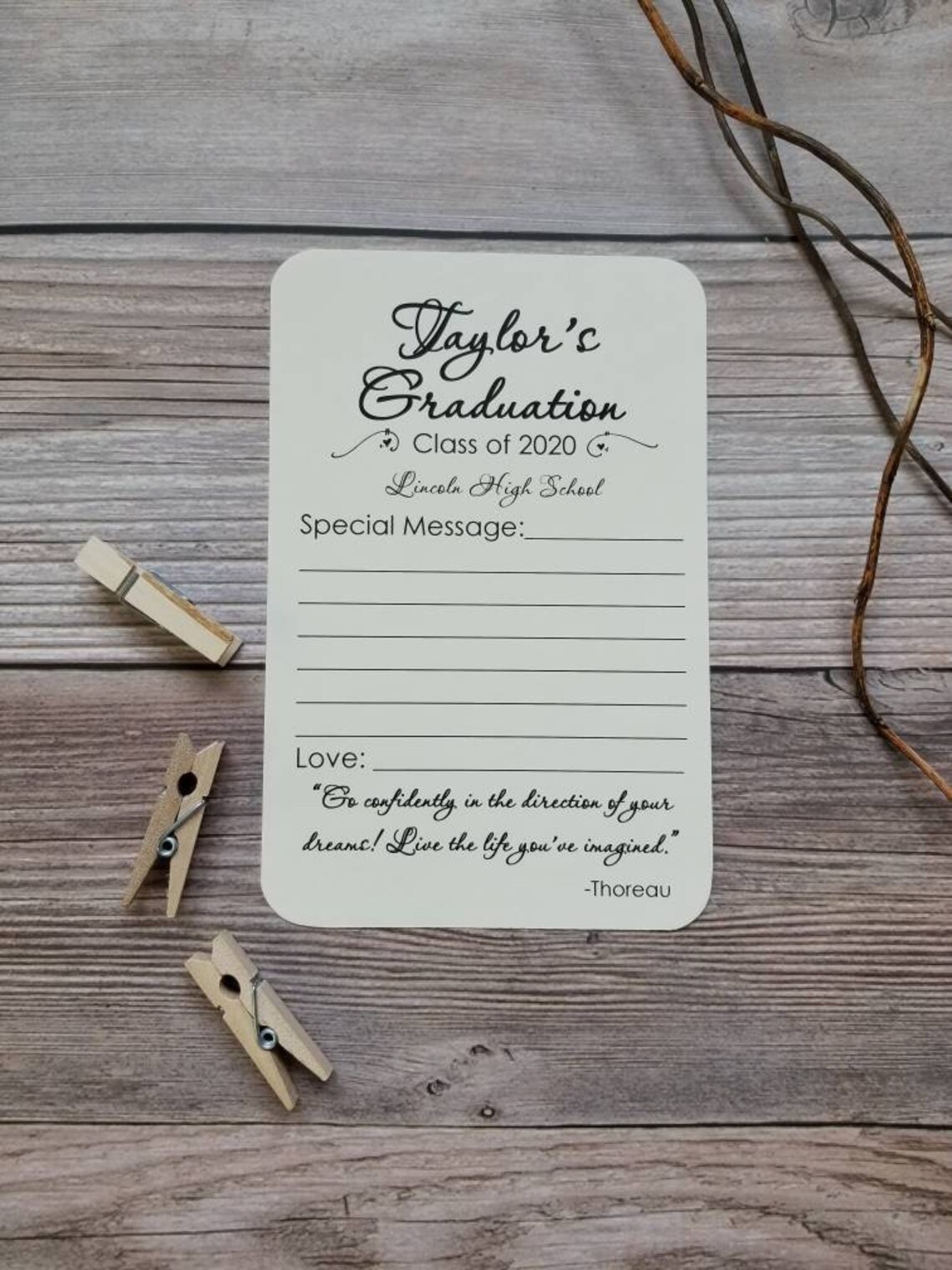 Set of 12 Graduation Wishes Advice Cards With Thoreau Inspirational ...