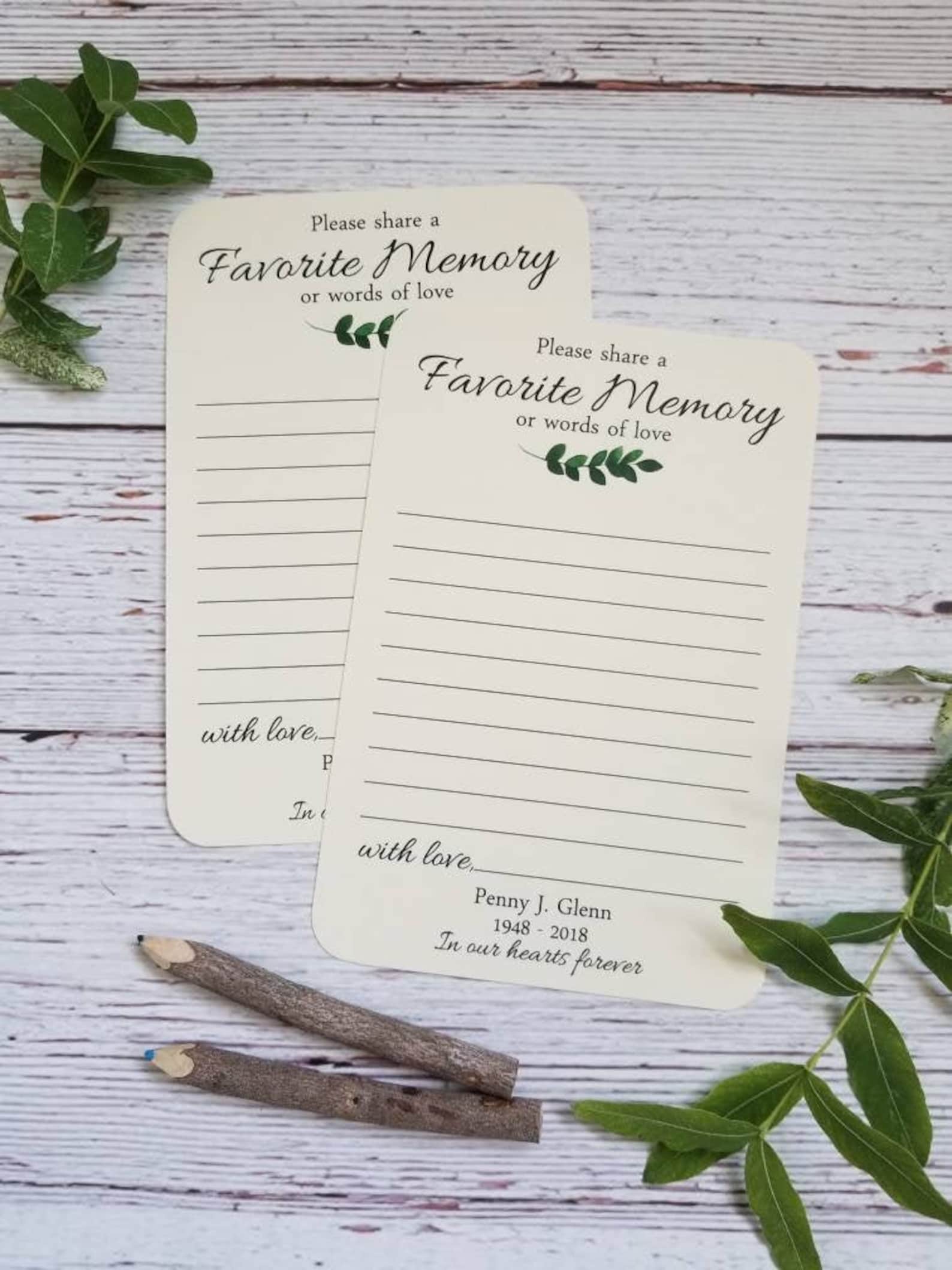 Handmade Memorial Share a Memory Cards Memorial Cards - Etsy
