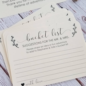 Handmade Couples Bucket List Cards for Wedding or Bridal Shower ...