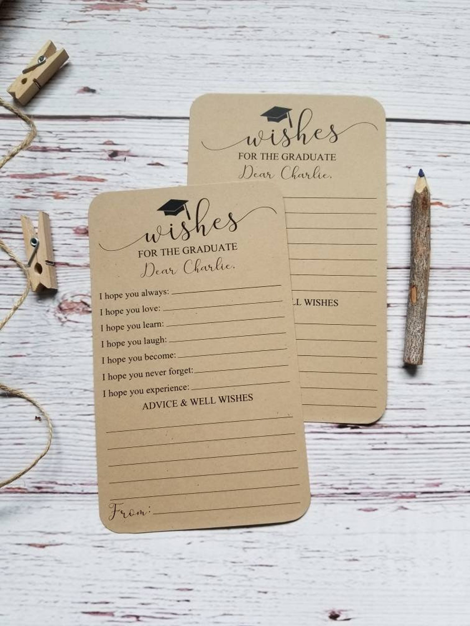 Set of 12 Graduation Wishes Cards Advice Cards for - Etsy