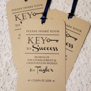 Set of 12 Graduation Wish Tags Graduation Advice Tags Key to Success ...