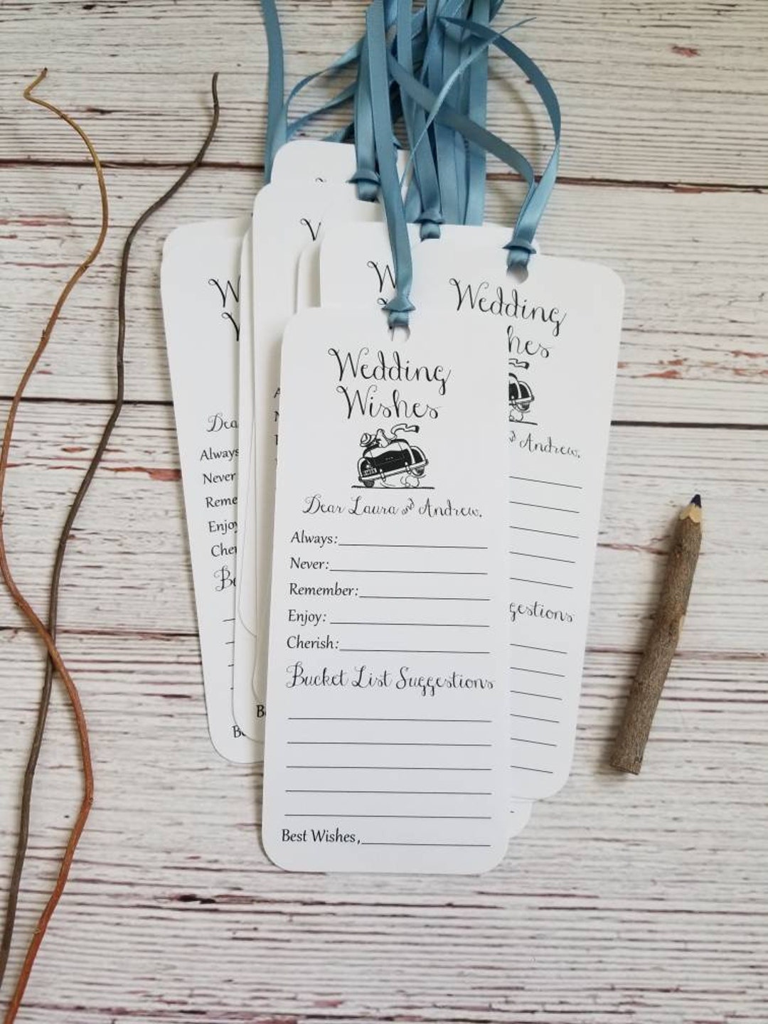 Set of 8 Wedding Wishes or Anniversary Wishing Tree Tags / Bookmarks ...