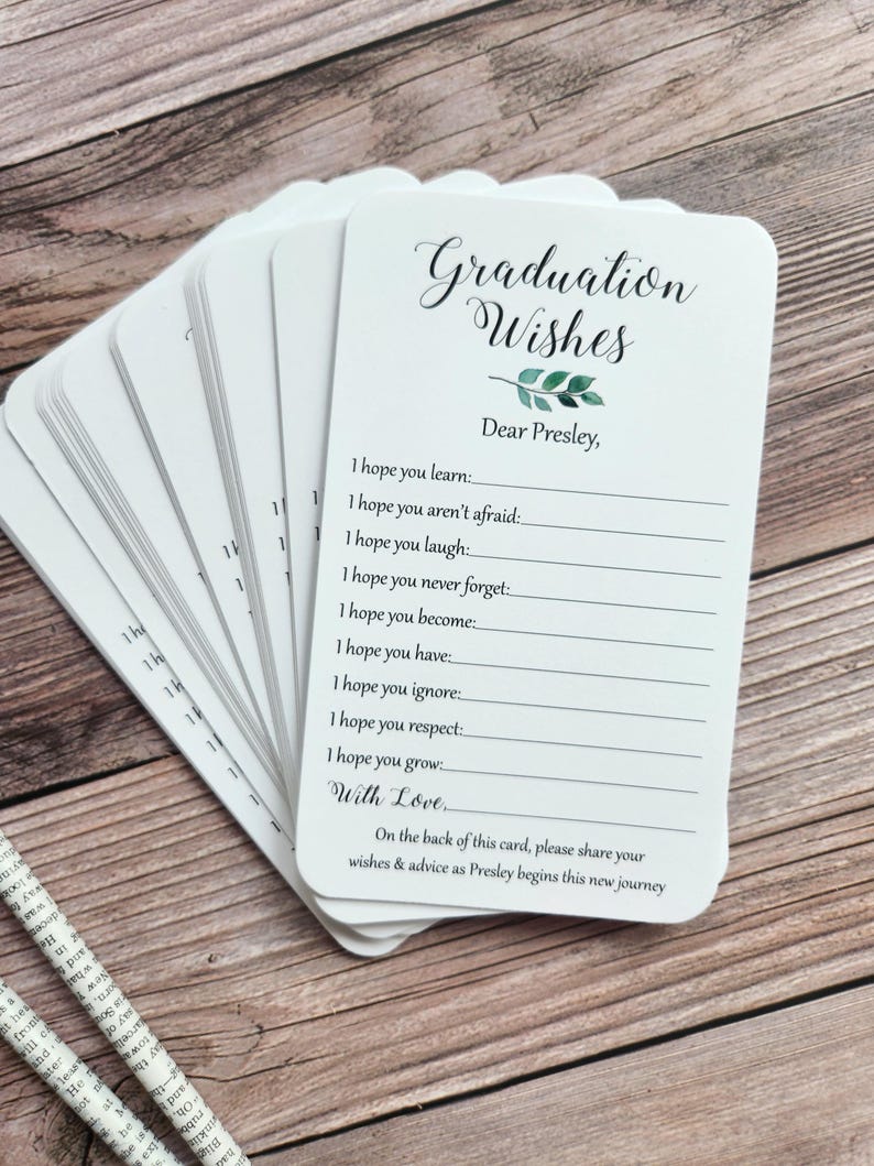 Set of 12 Graduation Wishes Cards - Advice Cards for Graduation Party ...