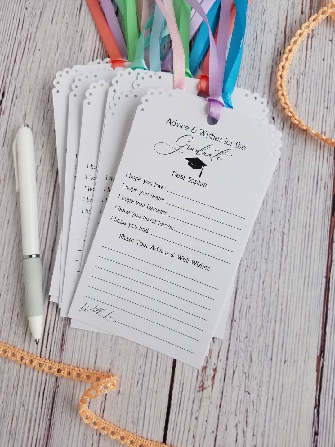 Set of 12 Graduation Wish Tags Graduation Advice Tags - Handmade and ...