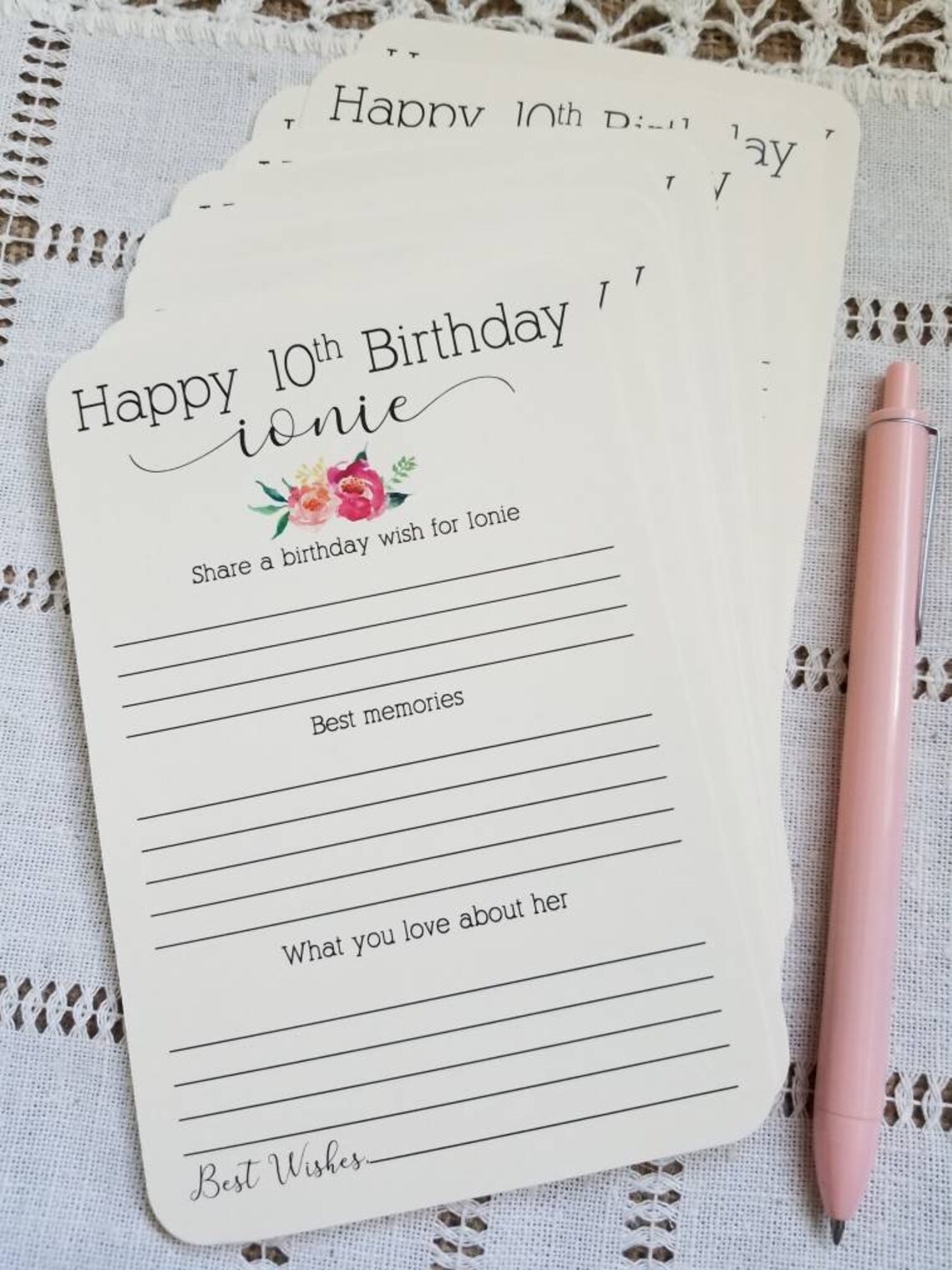 Set of 12 Happy Birthday Wishes Cards for Birthday Party / Handmade and ...