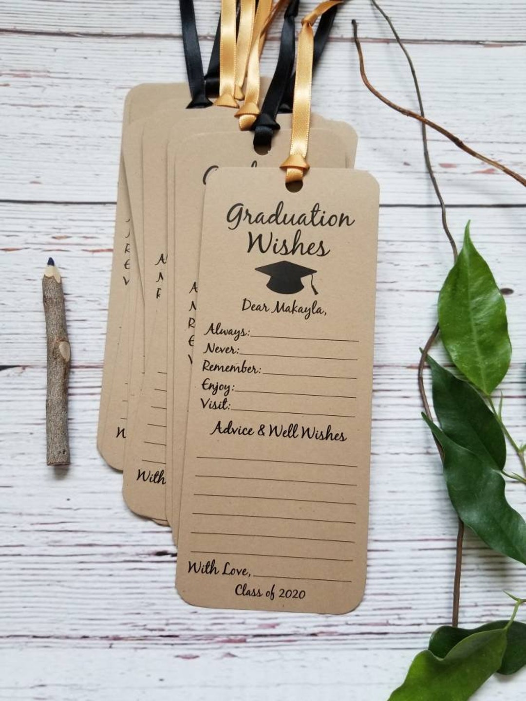 Set of 8 Graduation Party Wishing Tree Tags / Wishes for the Graduate ...
