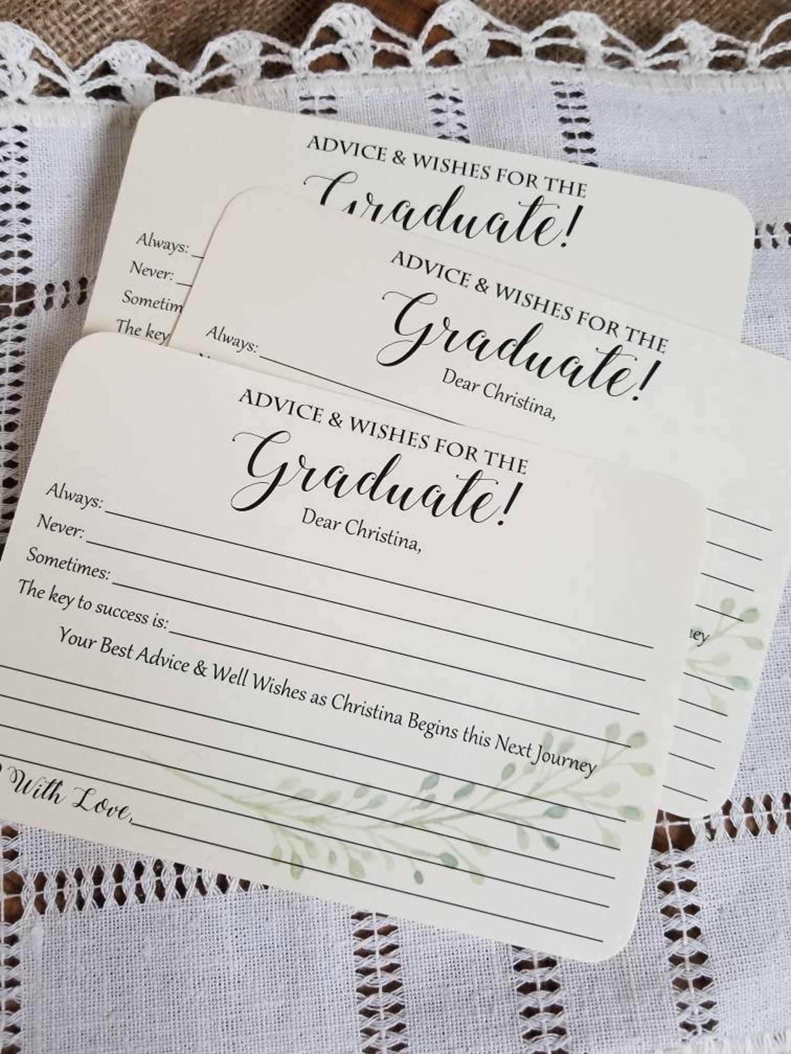 Set of 12 Graduation Wishes Cards Advice Cards for - Etsy