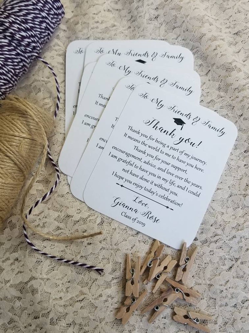 12 Handmade Graduation Thank You Favor MINI Cards / Graduation - Etsy