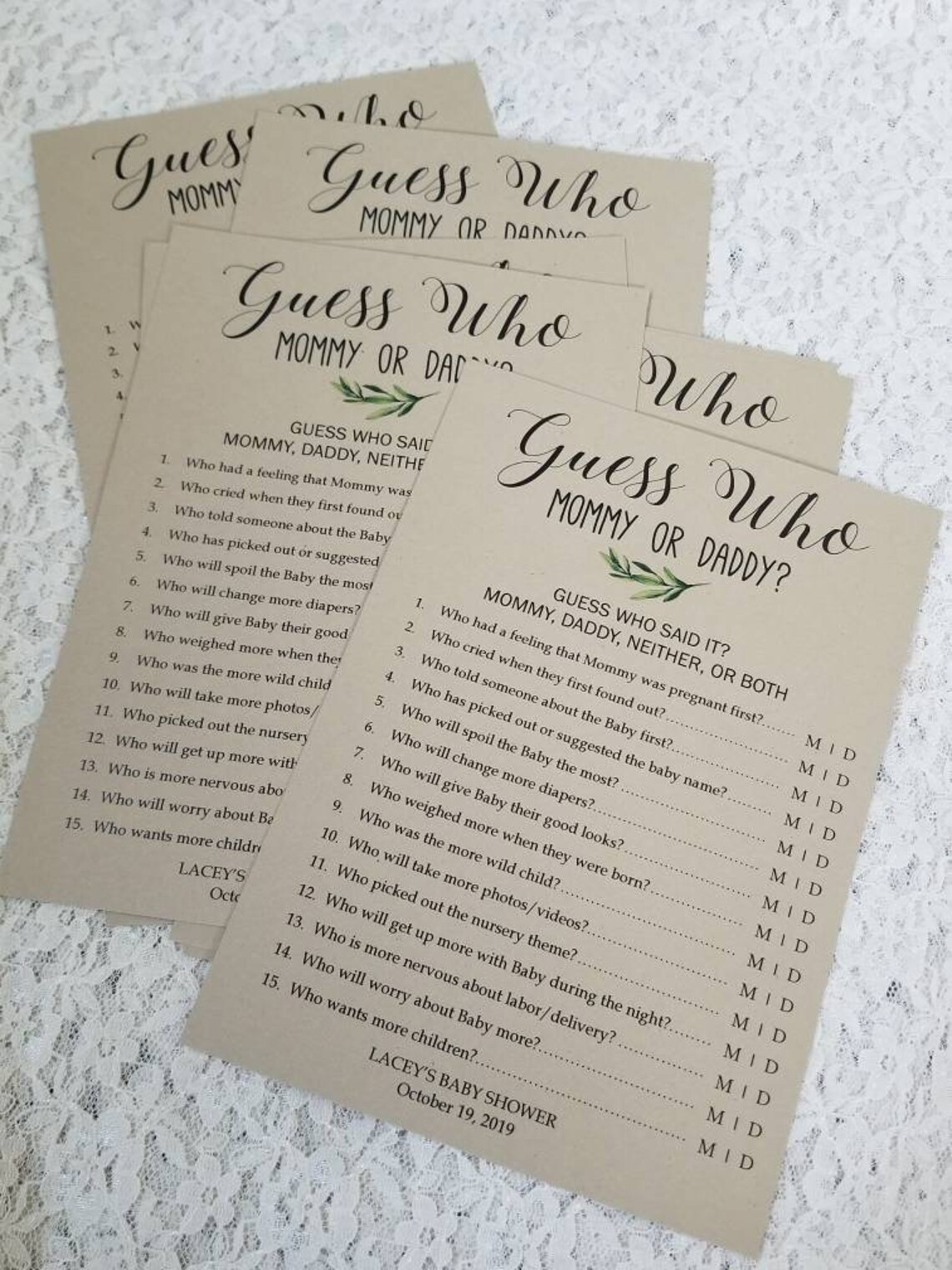 Set of 12 Handmade Guess Who Baby Shower Game / Personalized / | Etsy