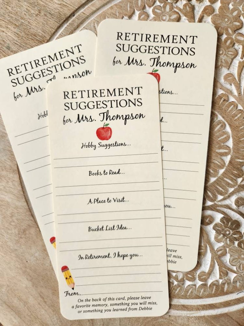 Set of 12 Handmade Retirement Suggestion Cards for Teacher - Etsy