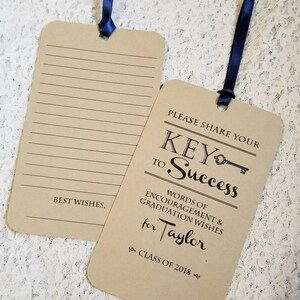 Set of 12 Graduation Wish Tags Graduation Advice Tags Key to Success ...