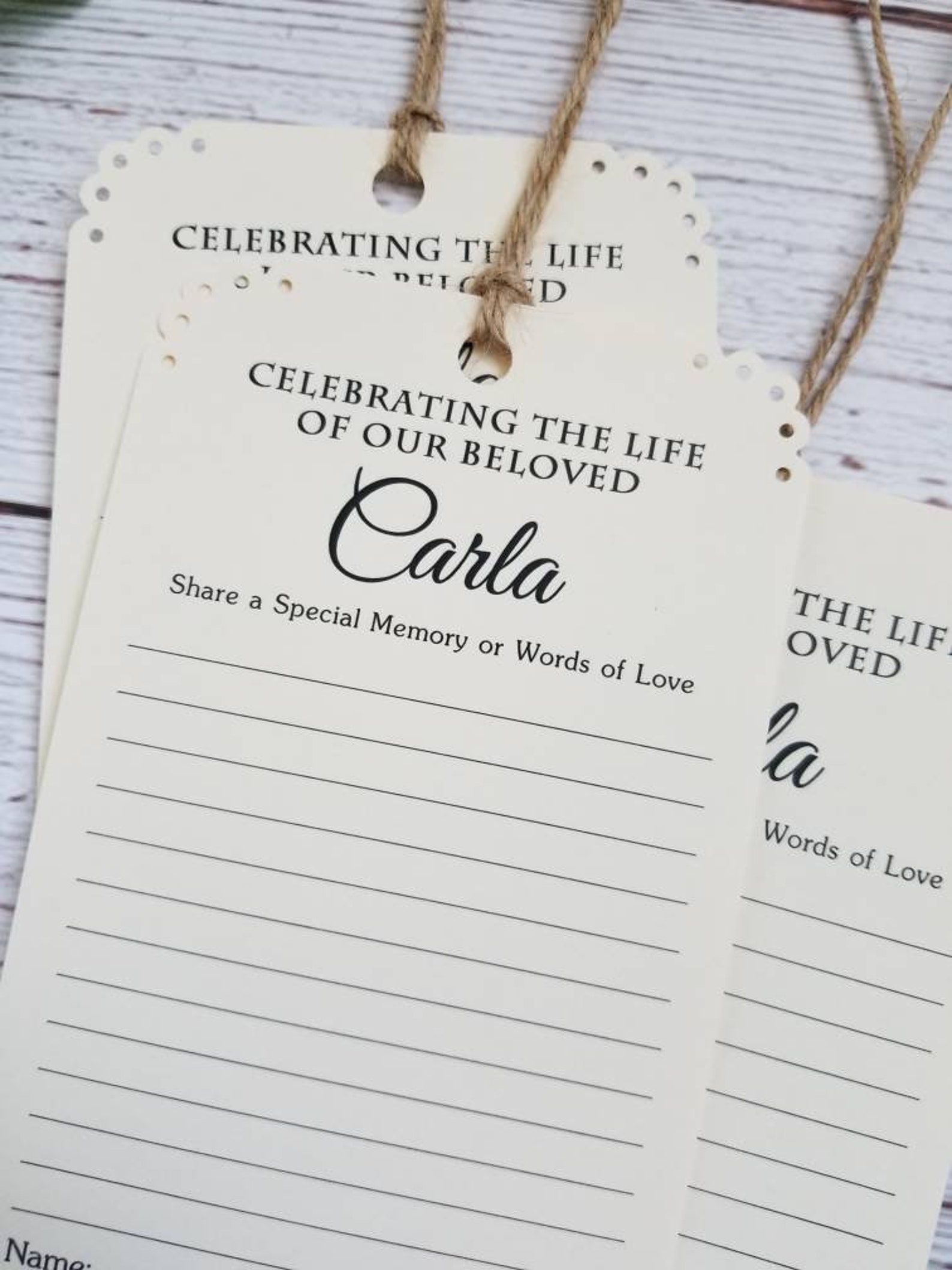 Handmade Memorial Share a Memory Tree Tags Memorial Cards | Etsy