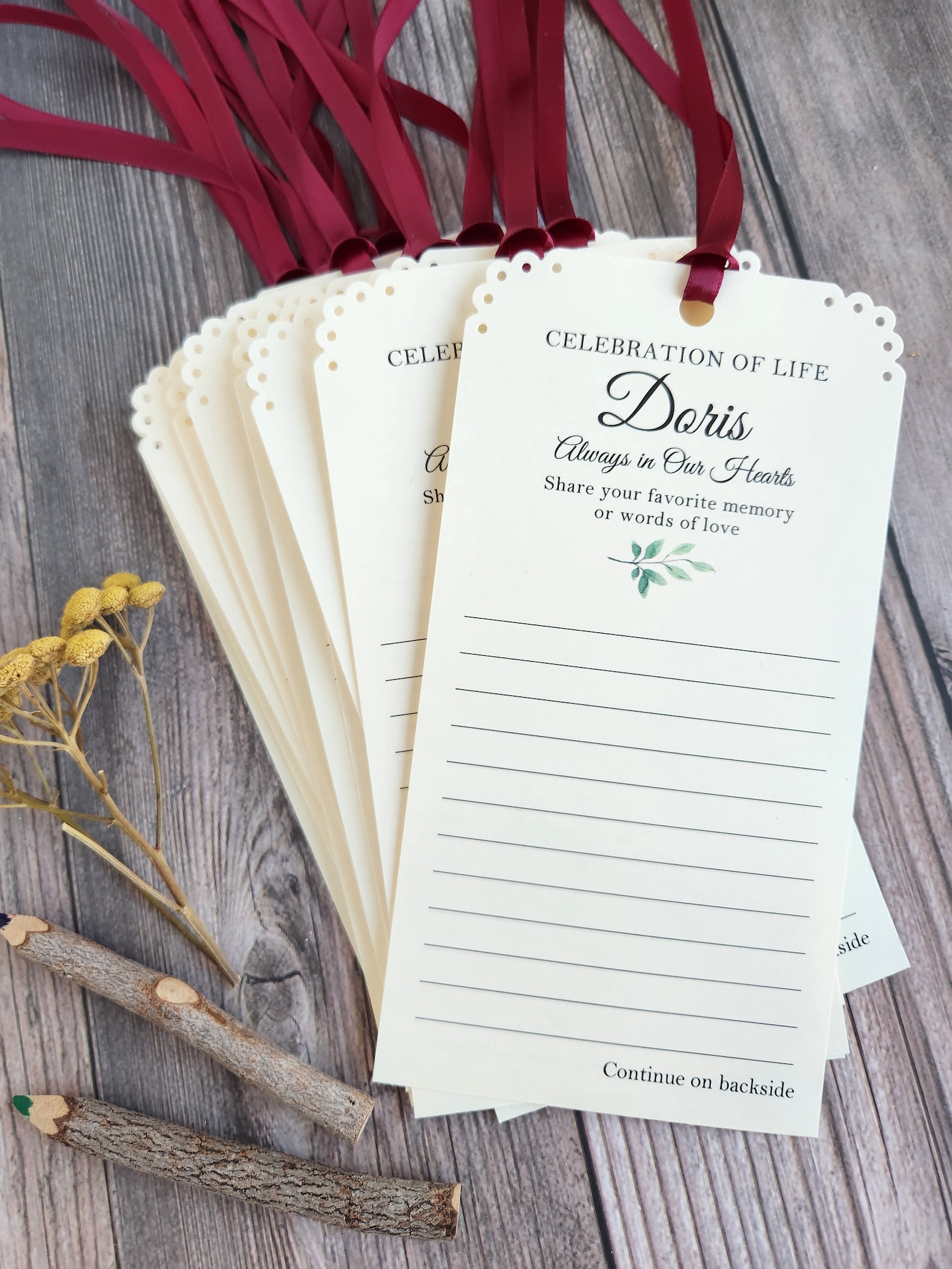 Handmade Memorial Share a Memory Tags - Front + Backside Printed ...