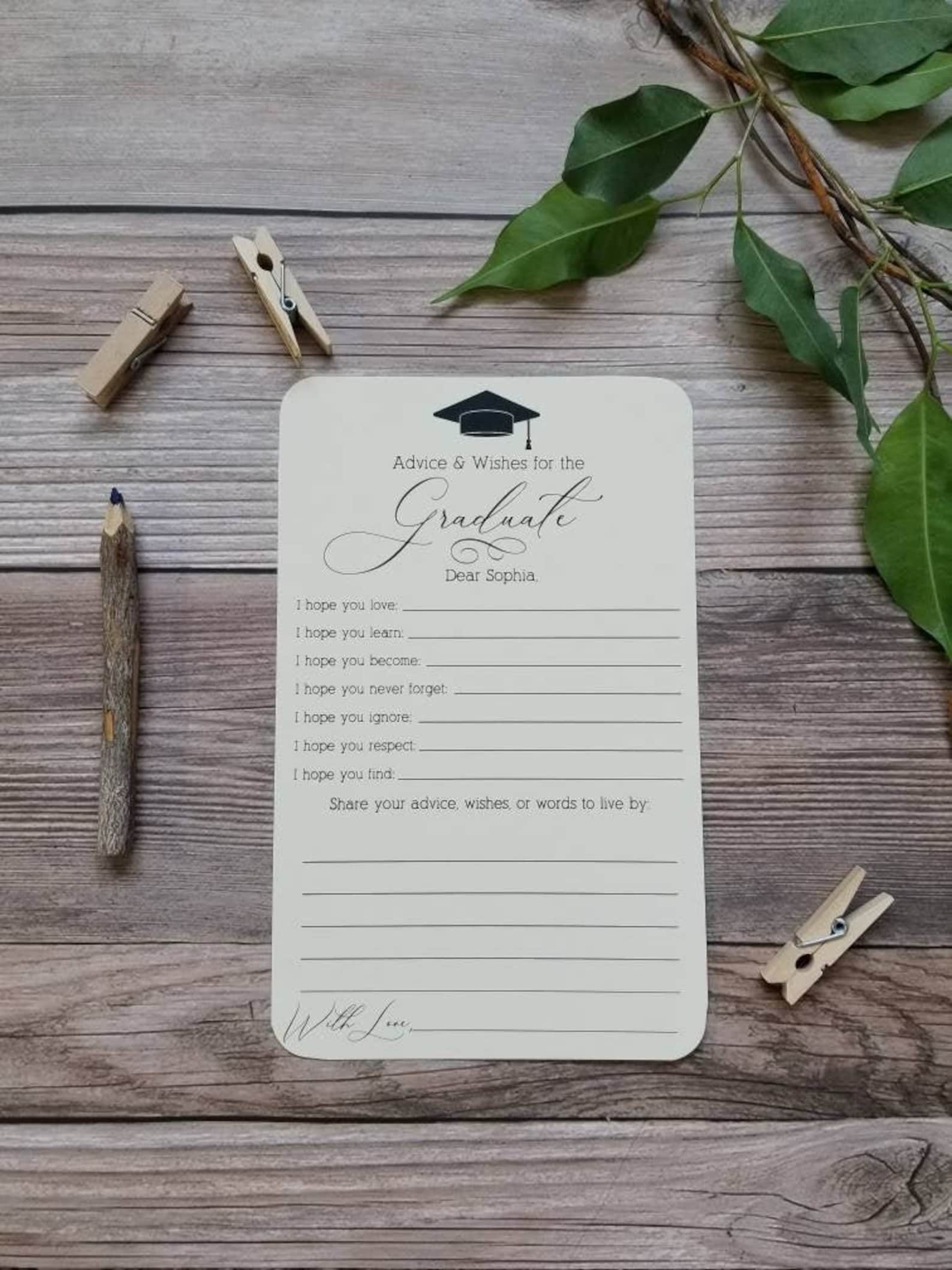 Handmade Graduation Wishes Cards Advice Cards for Graduation - Etsy