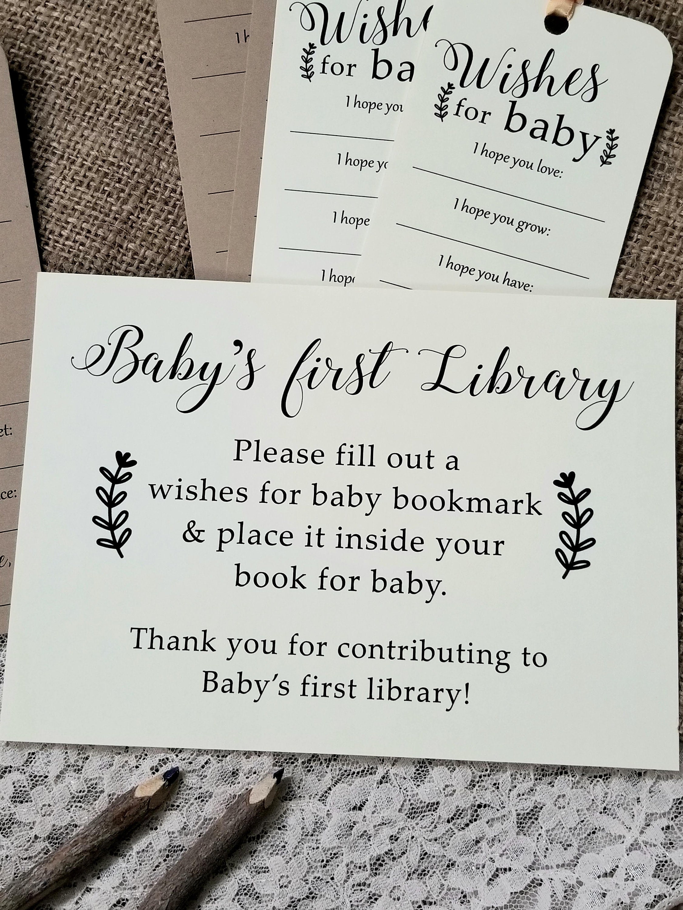 Baby's First Library 5x7 Sign Bring a Book Baby Shower - Etsy