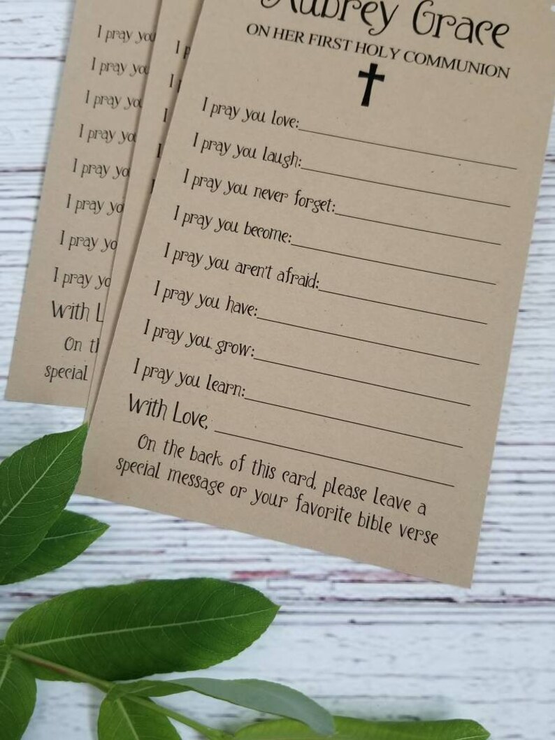 Set of 12 Handmade First Holy Communion Prayer Cards Wishing | Etsy