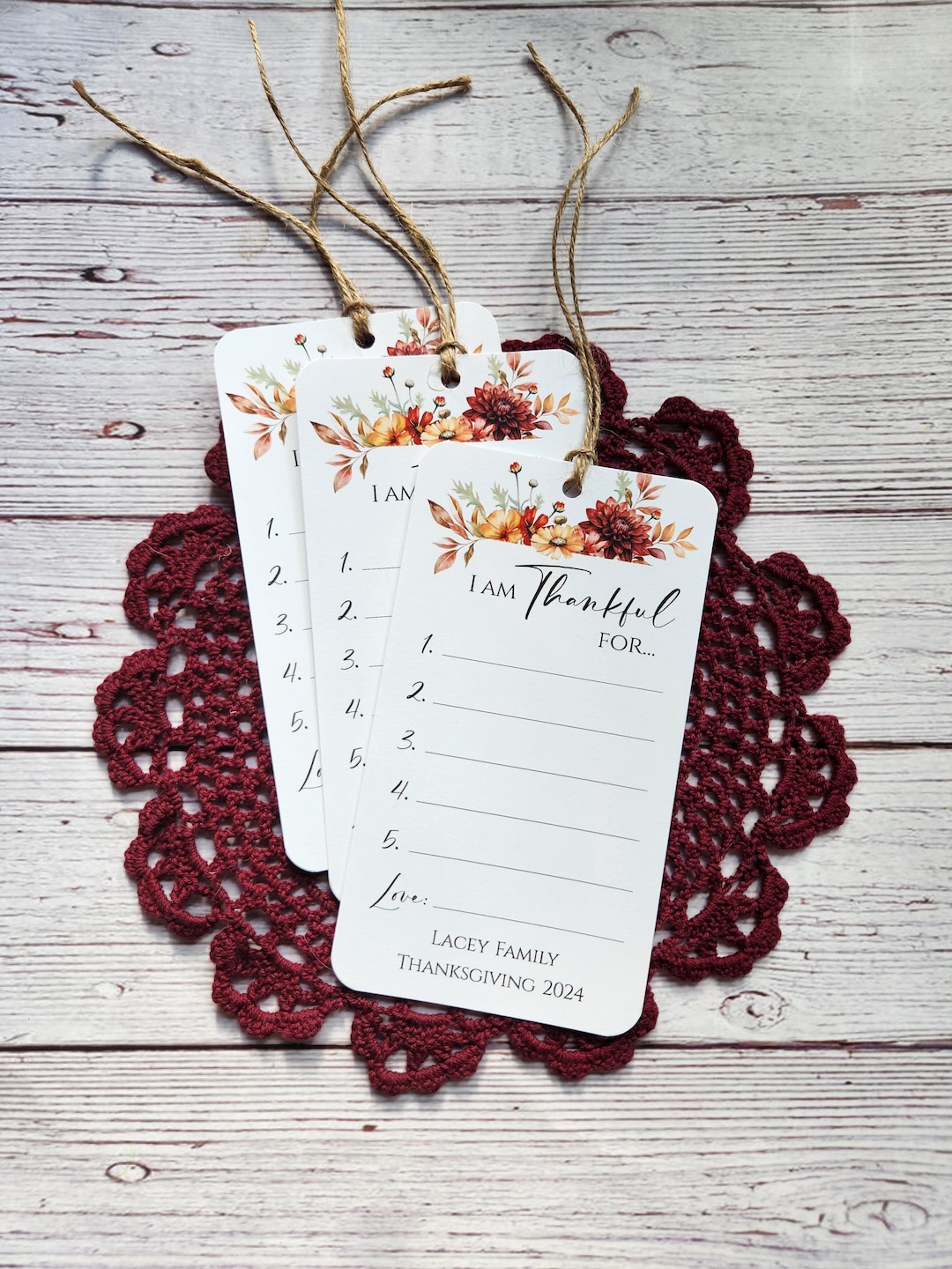 Set of 12 Handmade Gratitude Cards - Thanksgiving Tree - Thankful Tags ...