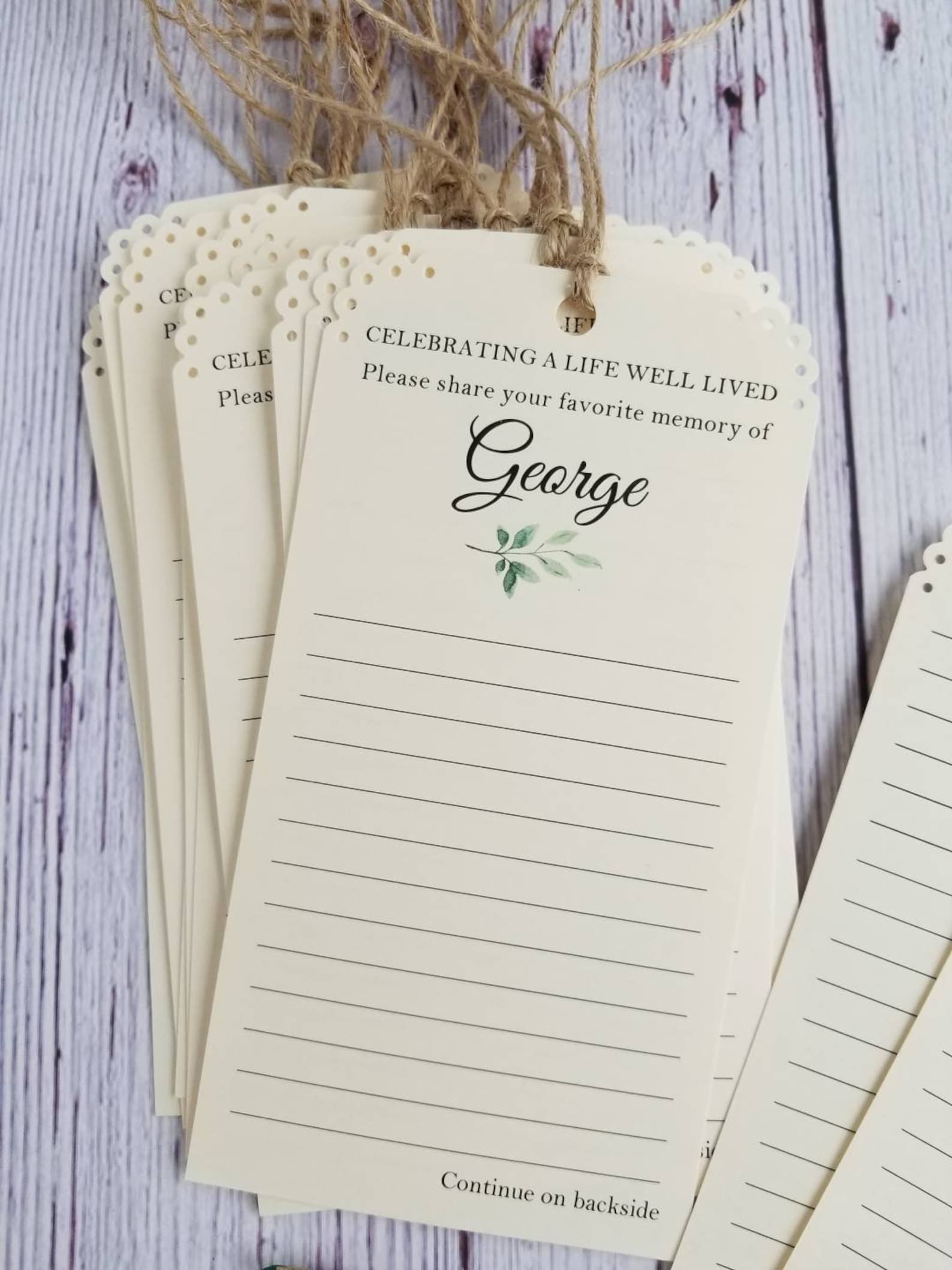 Handmade Memorial Share a Memory Tags - Front + Backside Printed ...