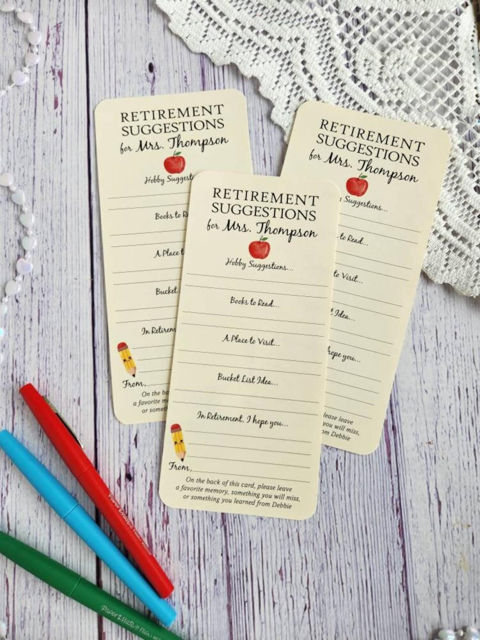 Set of 12 Handmade Retirement Suggestion Cards for Teacher - Etsy