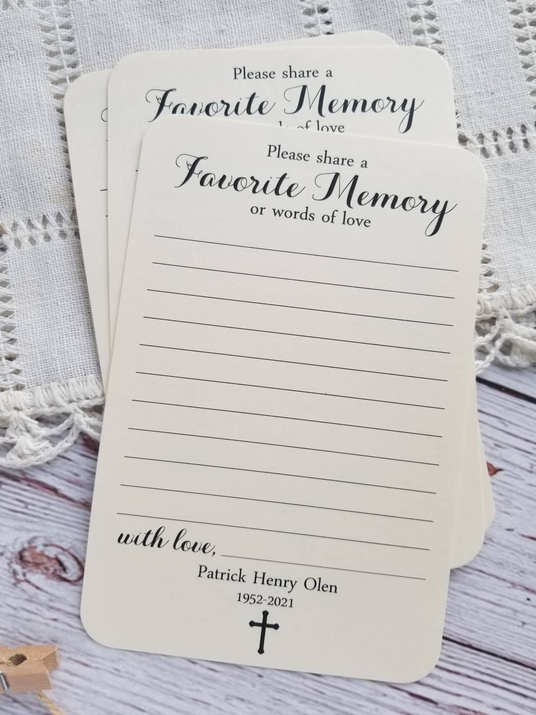 Handmade Memorial Share a Memory Cards - Memorial Cards - Share Words ...
