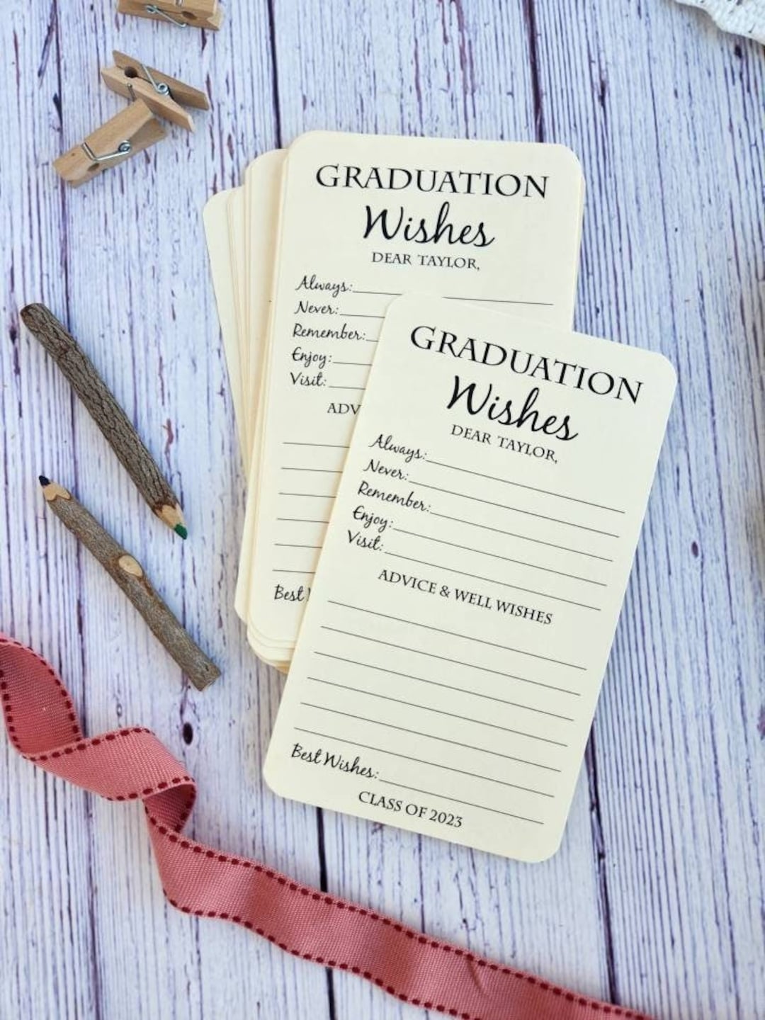 Set of 12 Graduation Wishes Cards Advice Cards for Graduation Party ...