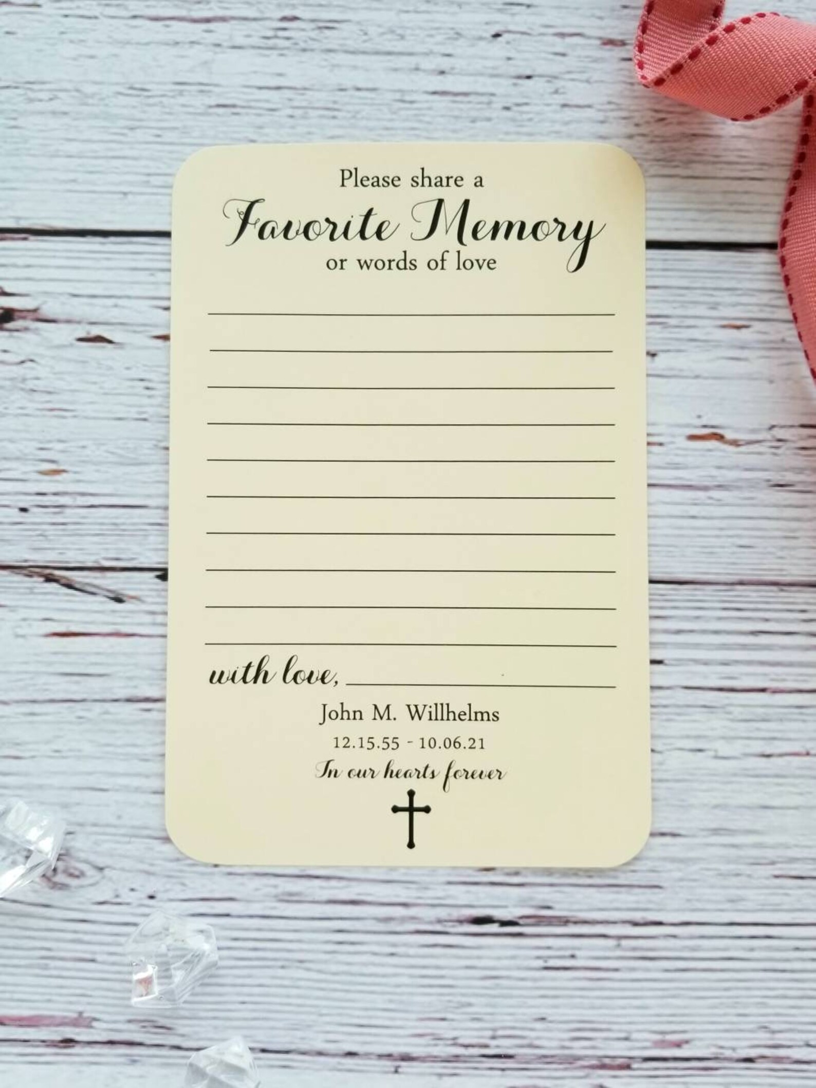 Handmade Memorial Share a Memory Cards - Memorial Cards - Share Words ...