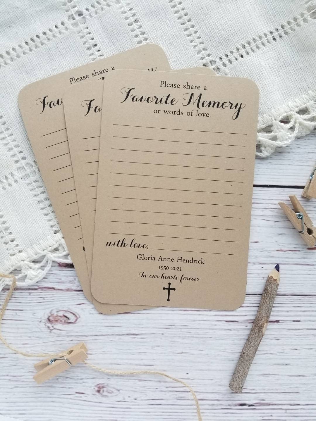 Handmade Memorial Share a Memory Cards - Memorial Cards - Share Words ...