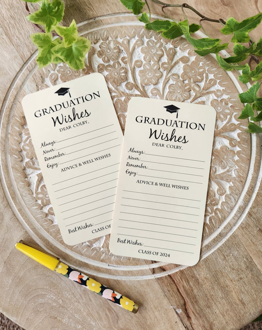 Set of 12 Graduation Wishes Cards - HANDMADE - Advice Cards for ...